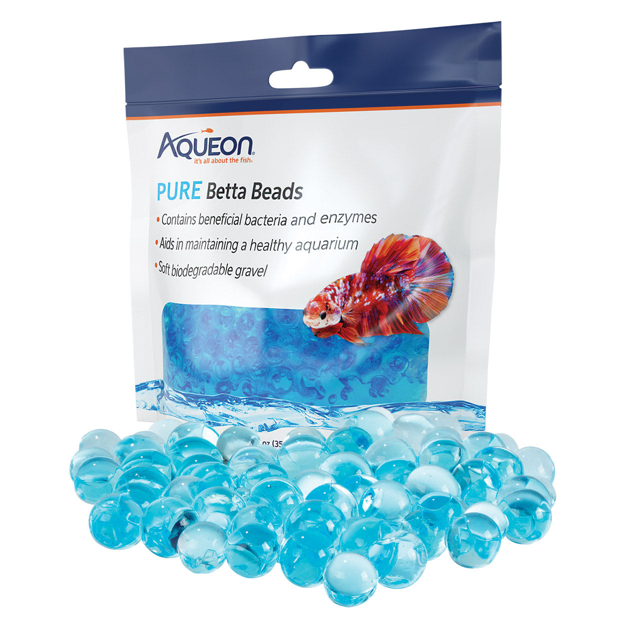 Aqueon Pure Betta Beads - Blue - 350 ml - Beneficial Bacteria & Enzyme