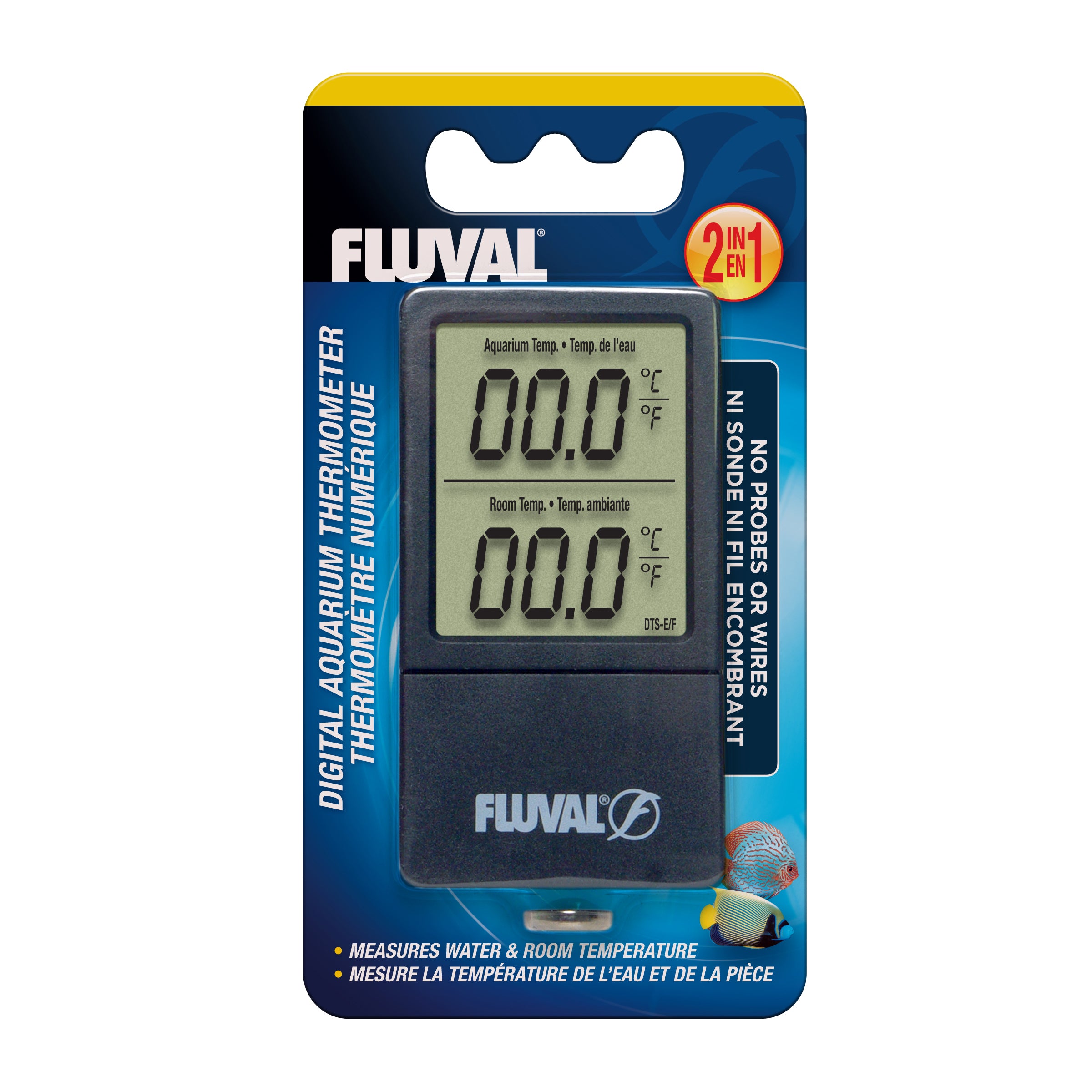 Fluval 2-in-1 Digital Aquarium Thermometer - No probes or wires